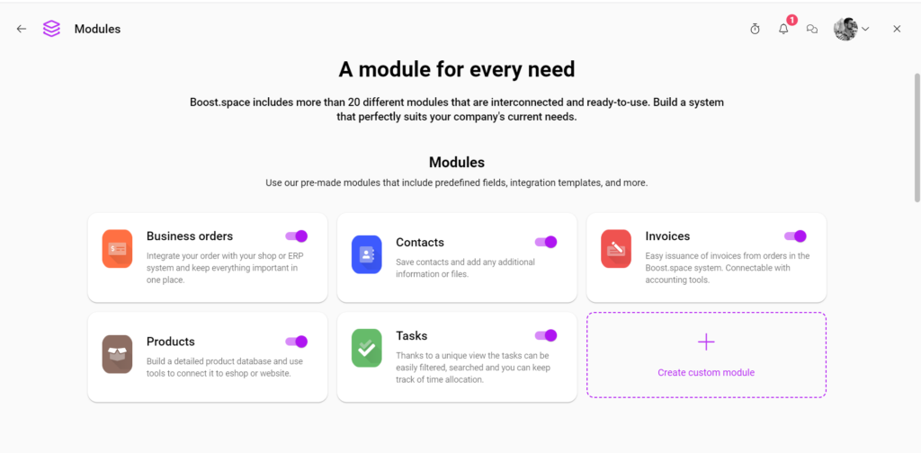 Modular System with Dozens of Available Modules